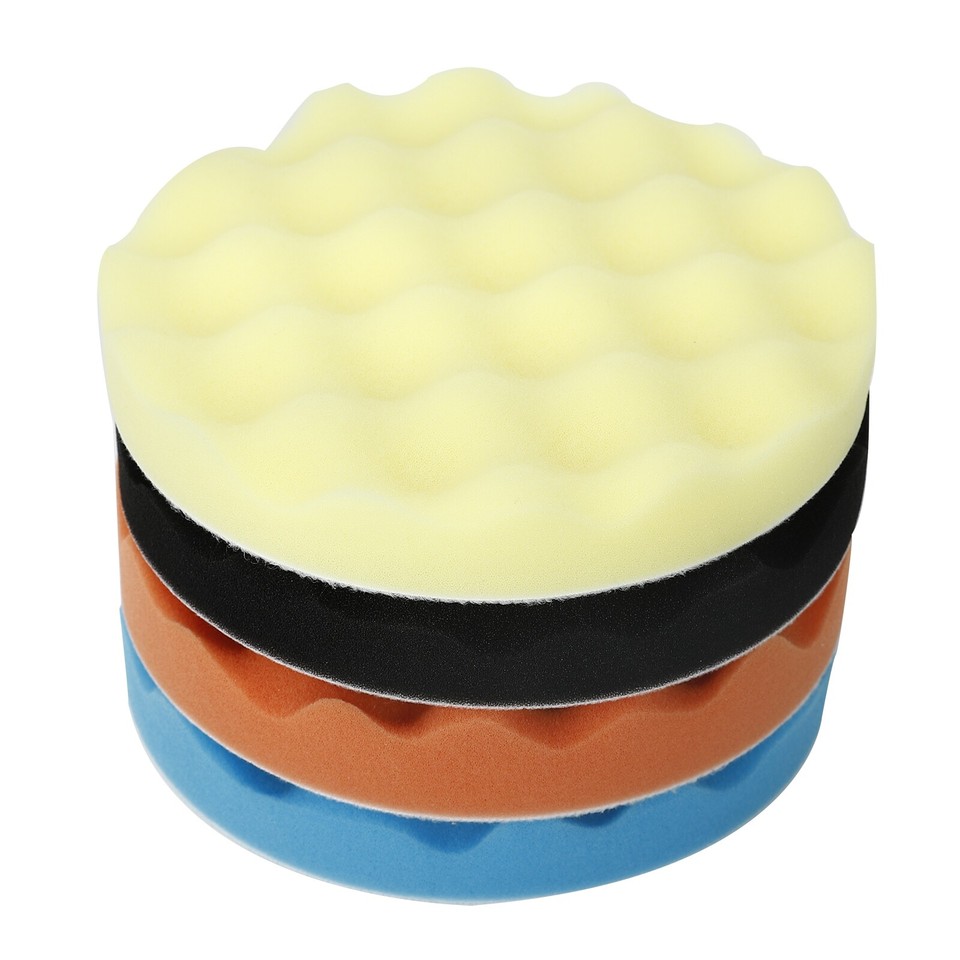 7inch Car Polisher Soft Wave Foam Waffle Pad Buffing Sponge Pads Kit | eBay