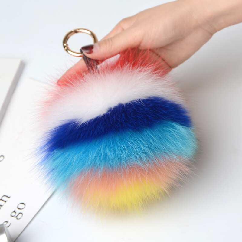 15cm/6" Large Real Fox Fur Ball Pompom Bag Charm Keyring Bag Phone ...