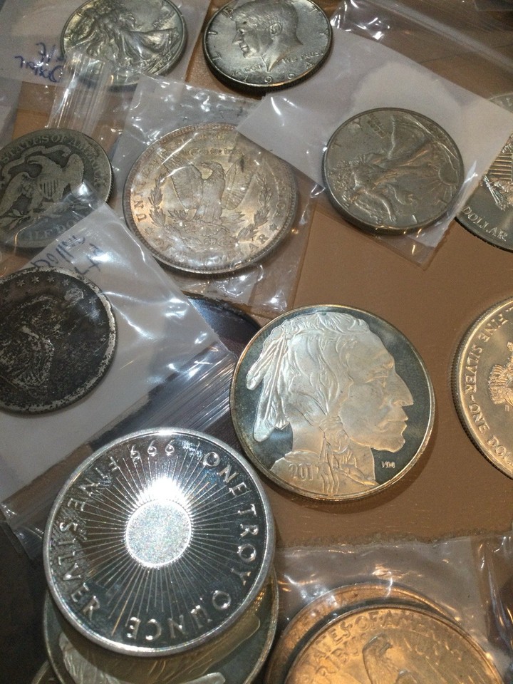 Old US Silver Coins Mixed Lot - Large Dollars & Halfs & Bullion- No ...