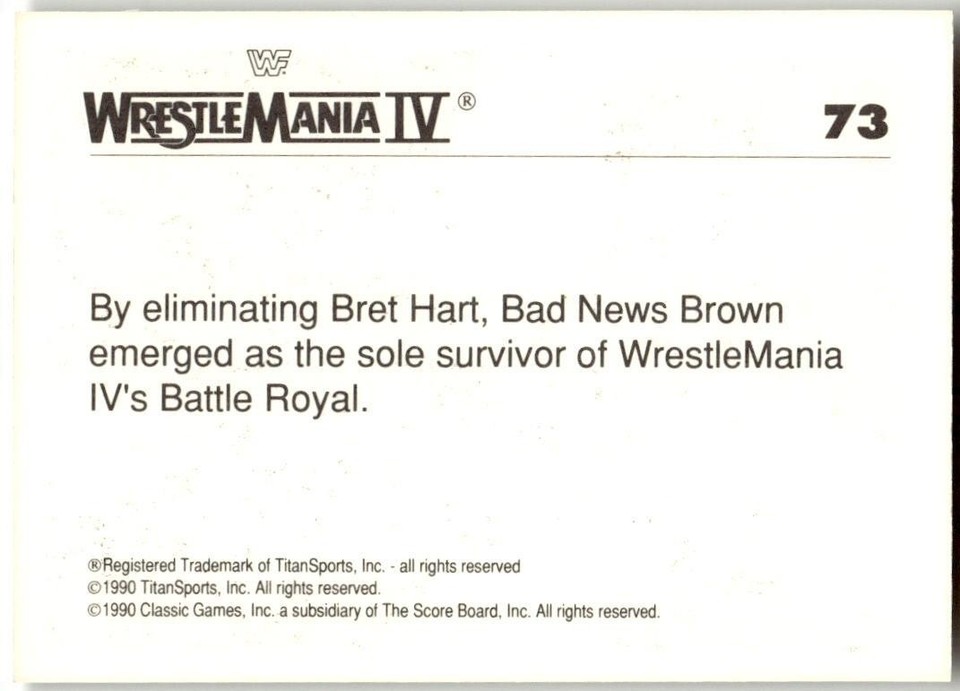 1990 Classic WWF The History of Wrestlemania #73 Bad News Brown | eBay