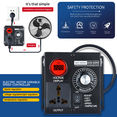 AC 120V~220V 4000W 15A Motor Variable Speed Controller Volt Regulator ...