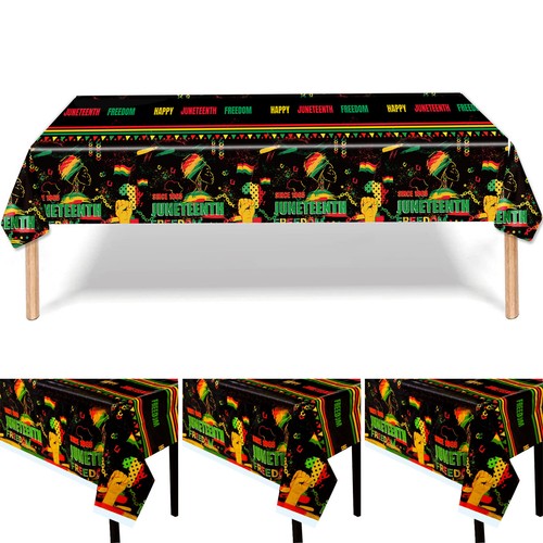 3 Pcs Juneteenth Tablecloth 1865 Happy Juneteenth Plastic Table Runner ...
