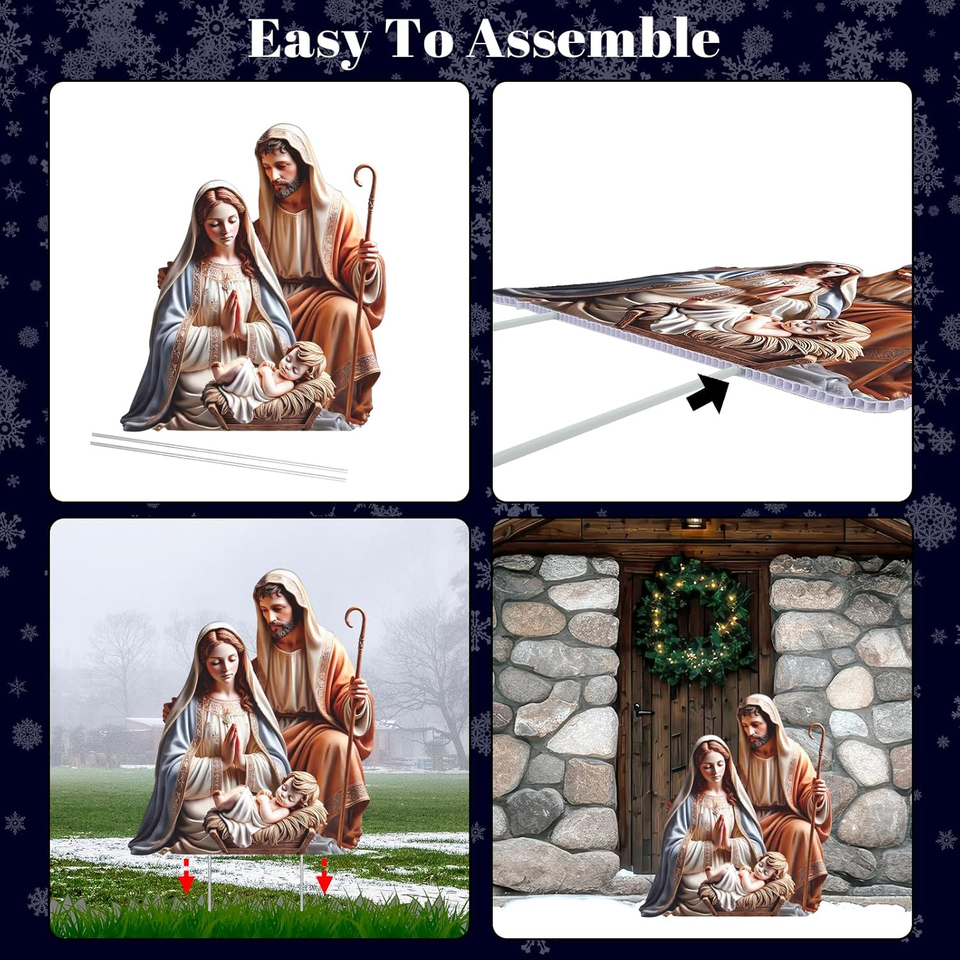 Outdoor Nativity Scene Yard Signs with Stakes for Christmas Lawn Decor ...