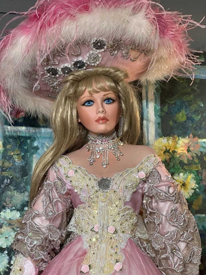 New Porcelain Doll ROMANCE by Amazing Rustie , 70/400, 47" with hat, 42 ...