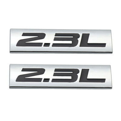 2X Black Chrome 2.3L 2.3 L Metal Emblem Decal Logo Badge Self Adhesive ...