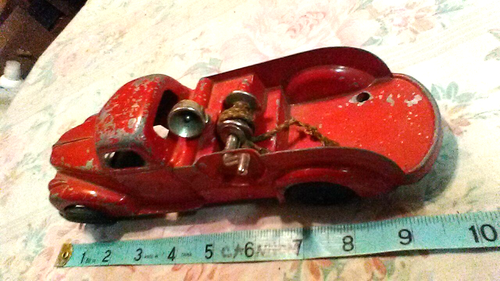 Vintage 10" Rare Hubley Kiddie Toy #474 Red Tow Truck with Spotlight ...