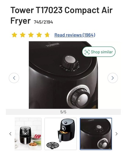 Tower T17023 1000W 2.2L Air Fryer - Black for sale online | eBay