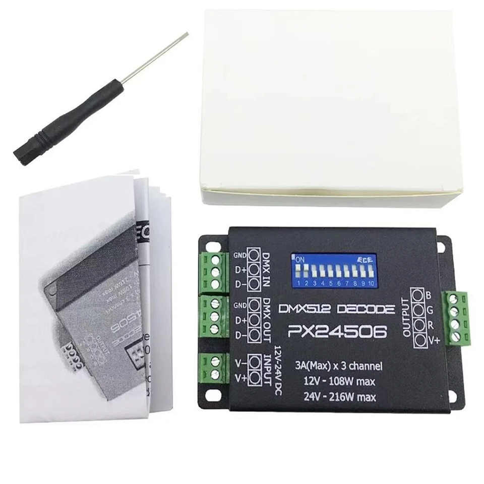 DC12V-24V 3A x 3CH DMX 512 Decoder Driver PX24506 Controller For LED ...
