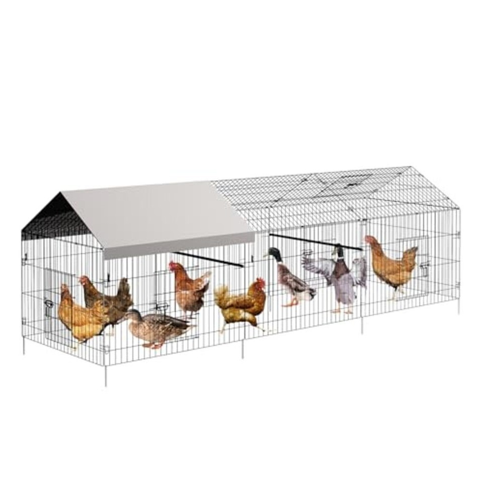 Metal Chicken Coop for Chickens Ducks and Rabbits with Secure Lock ...