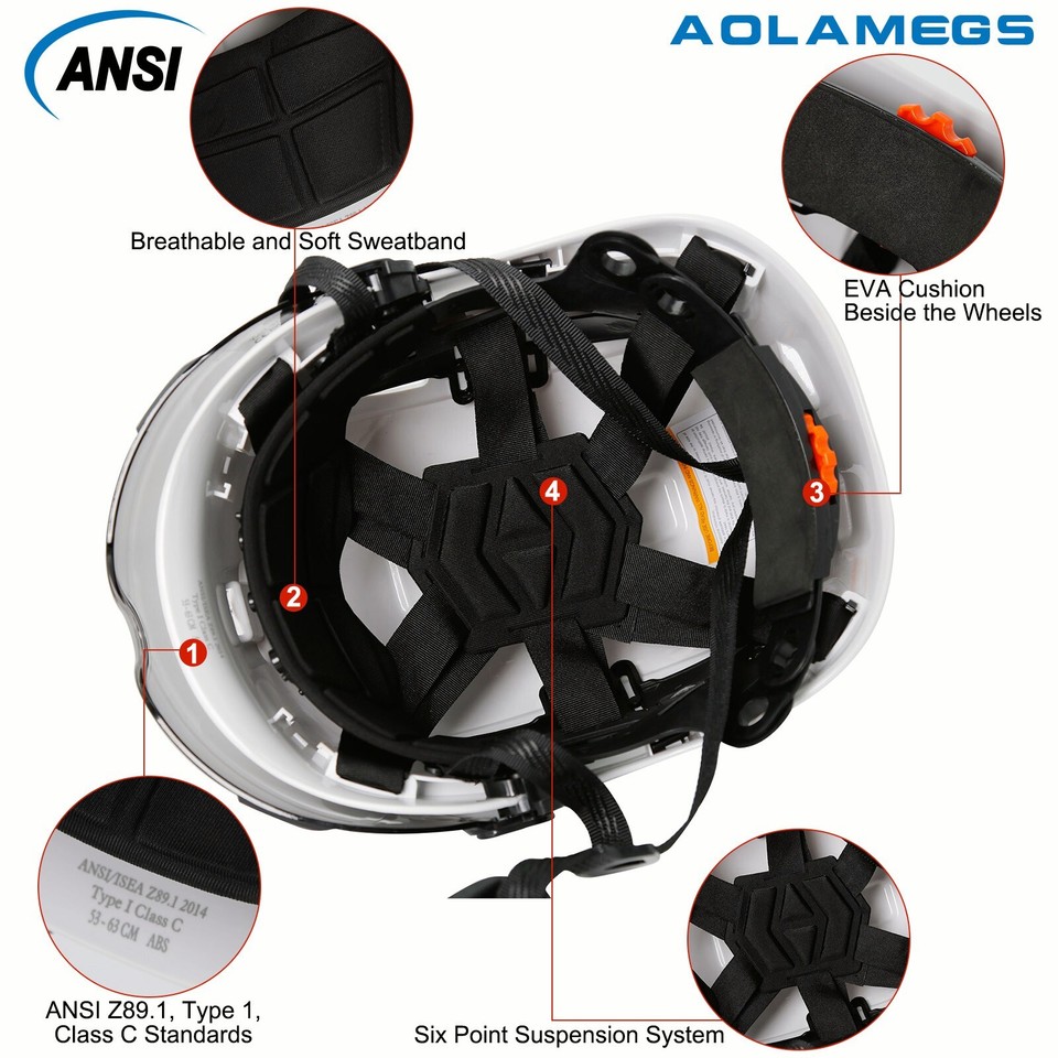 Construction Safety Helmet With Visor Built In Goggles Hard Hat ANSI ...