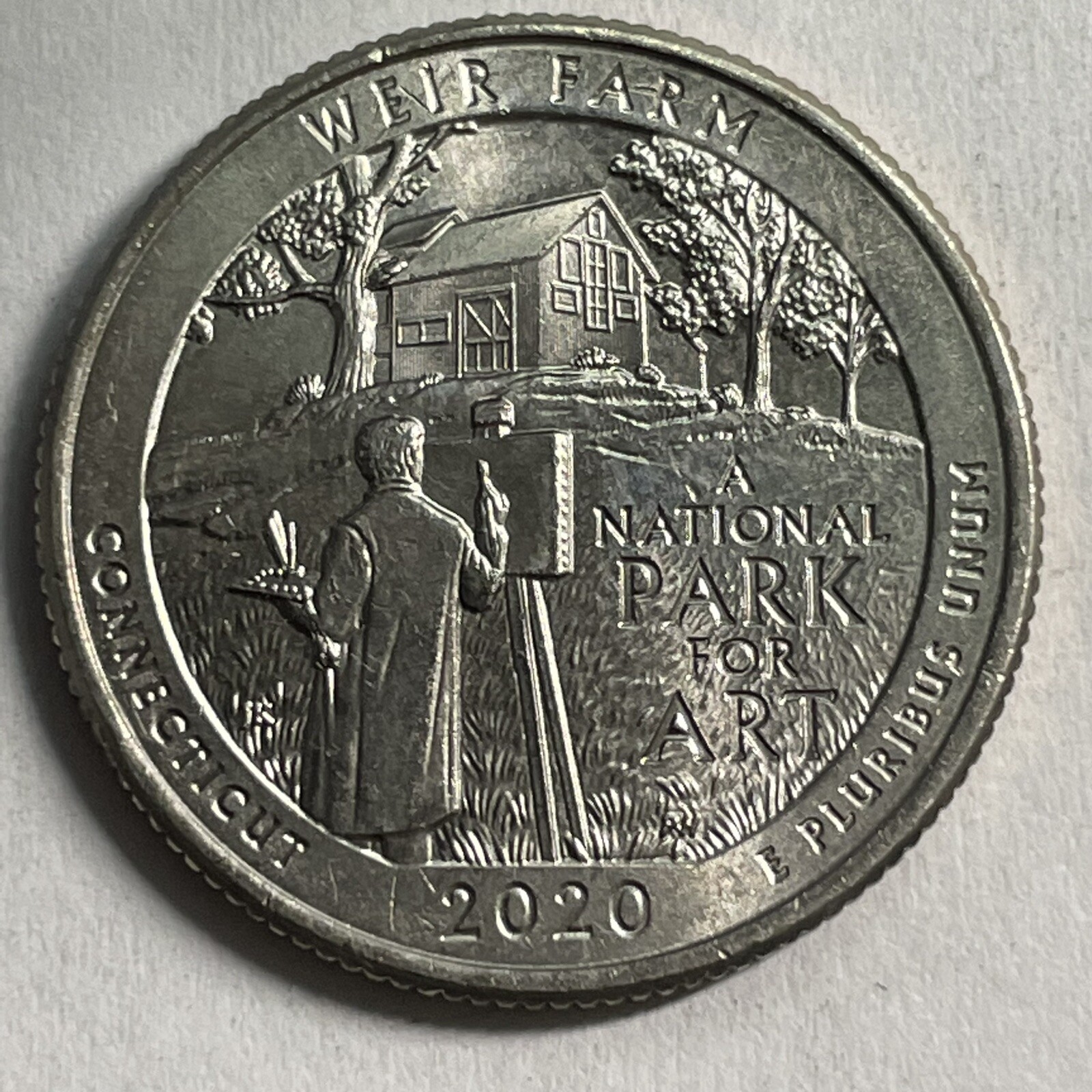 2020 P Connecticut Weir Farm ATB Quarter Reverse Double Die Chip Error ...