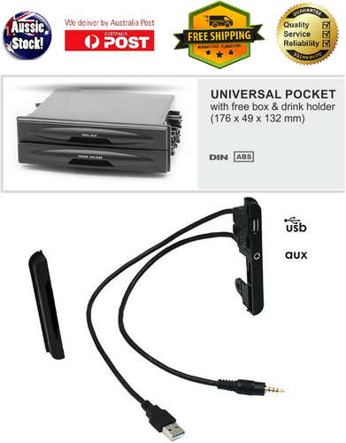 Fascia Pocket Drink Bottle facia Fits Toyota Double-Din Usb 3.5mm Aux ...