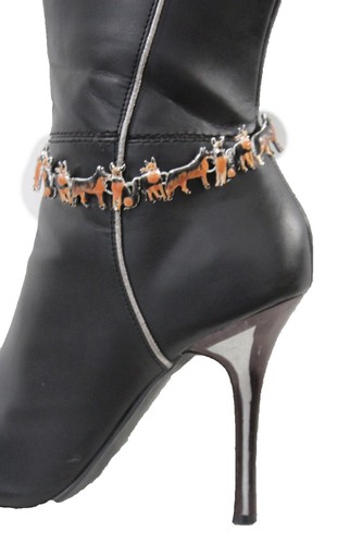 Women Silver Boot Chain Anklet Bracelet Heel Shoe Brown Dogs Pet Charm ...