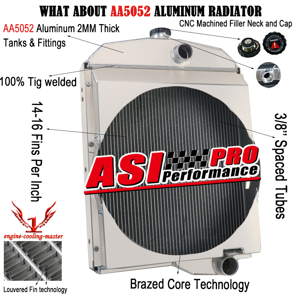 3 Row Aluminum Tractor Radiator for Oliver 1550 1555 1600 1650 1655 ...