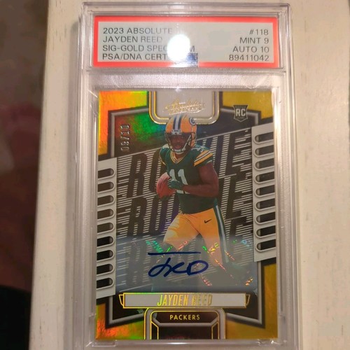2023 Absolute #118 Jayden Reed /10 Gold Spectrum Rookie Auto RC PSA 9 ...