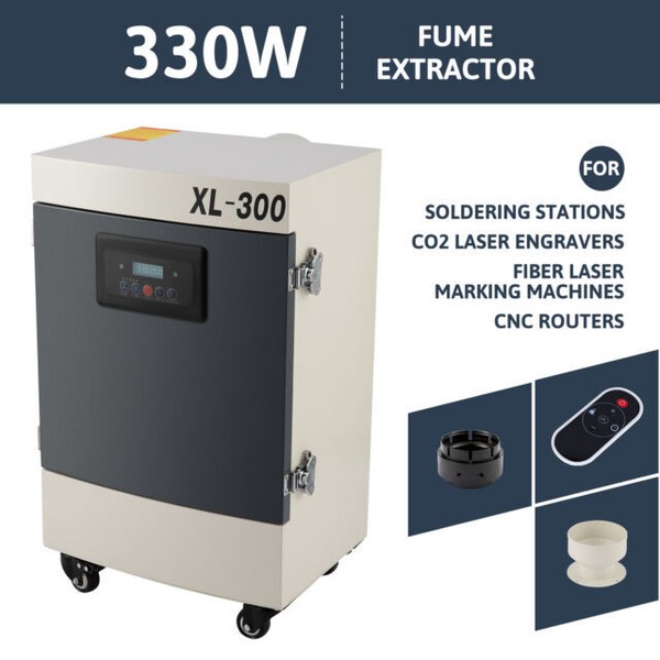 OMTech XL-300 Fume Extractor with 5 Stage Air Filter for Smoke and More ...