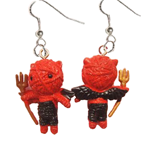 Cute Funky Figure VOODOO DOLL RED DEVIL DEMON EARRINGS Novelty ...