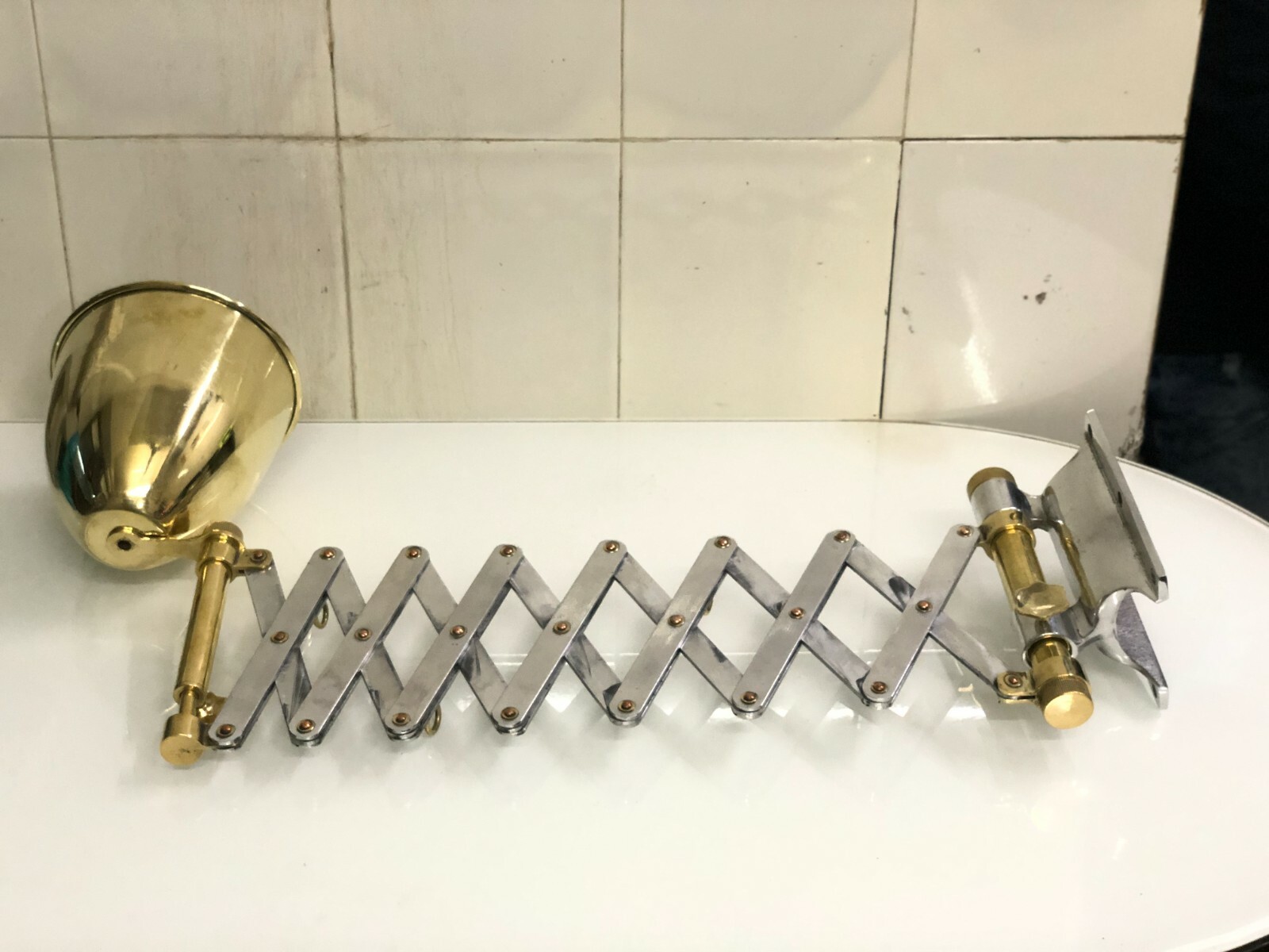 Industrial Antique Brass & Aluminum Stretchable Scissor Wall Light ...