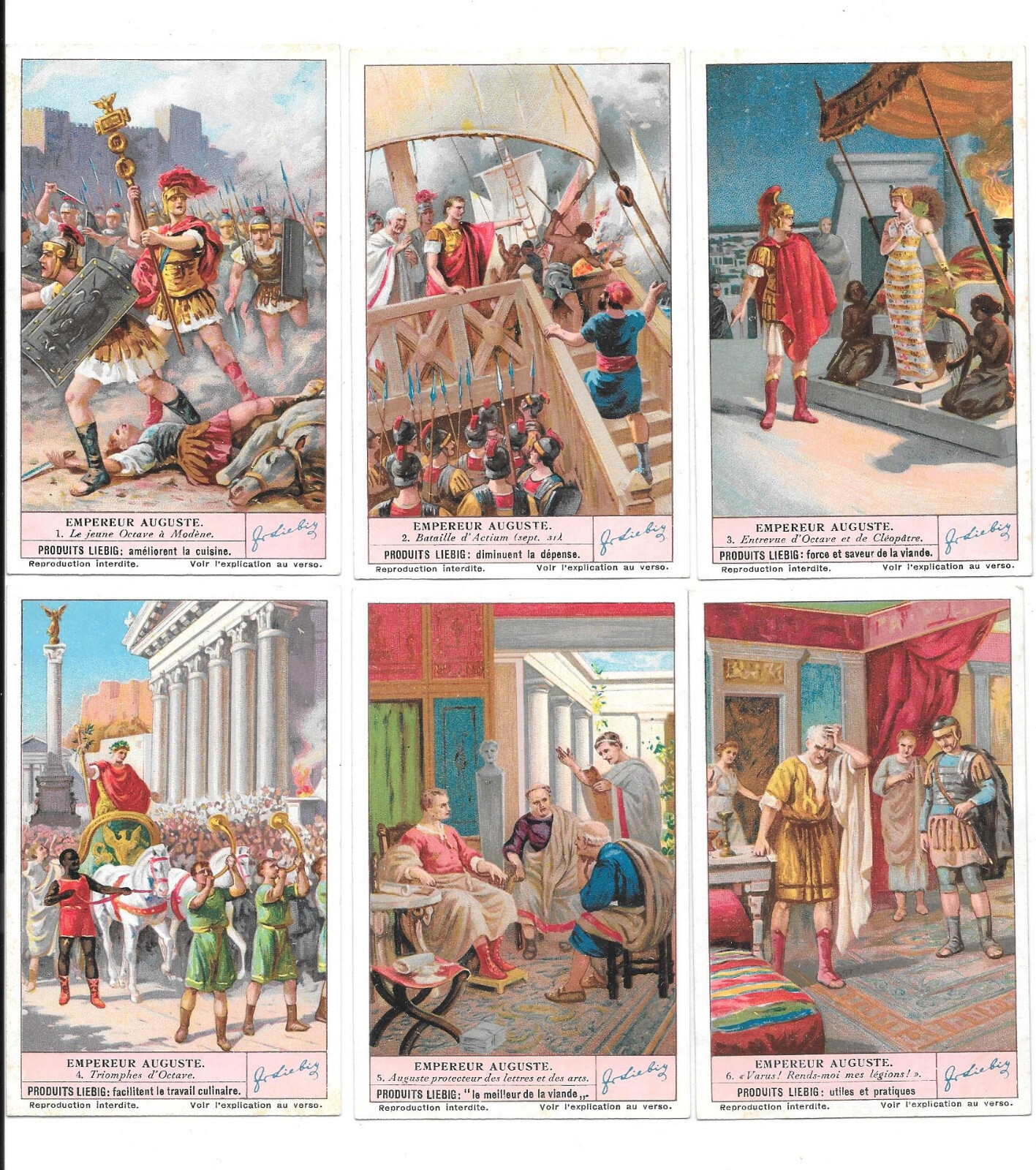 LIEBIG TRADE CARDS, THE EMPEROR AUGUSTUS 1939 Set of 6 Cards (S1391 ...
