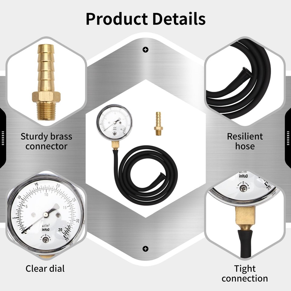 Gauge Kit for Natural Gas or LP Gas Manifold Gas Pressure Test Kit ...