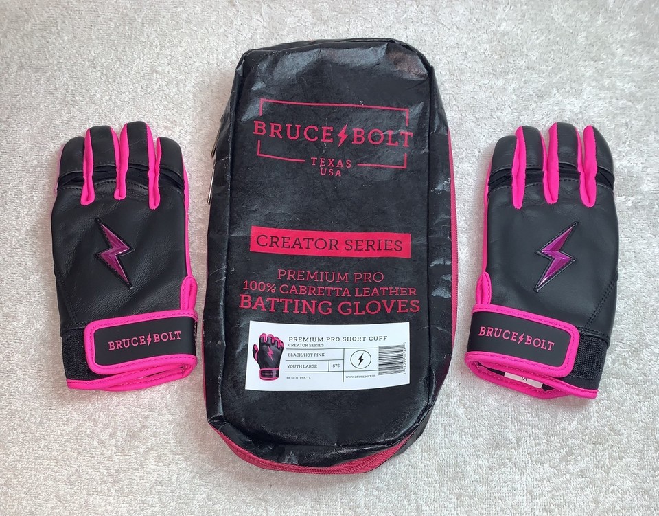 BRUCE BOLT CREATOR SERIES SHORT CUFF BASEBALL BATTING GLOVES YOUTH ...