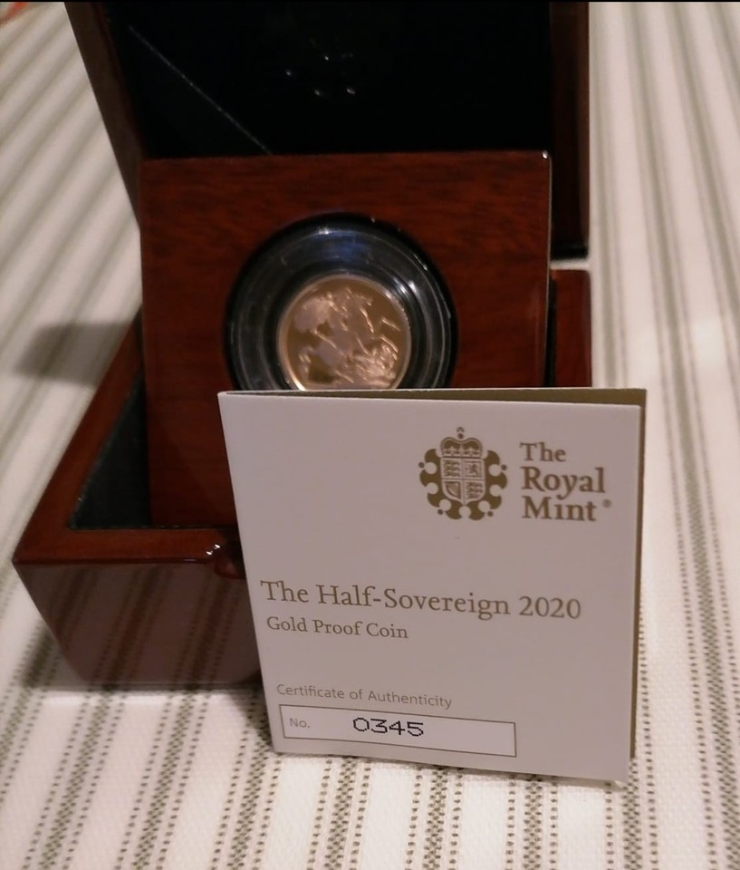 2020 UK HALF SOVEREIGN PROOF GOLD COIN BOXED COA 0345 & IN CAPSULE ...