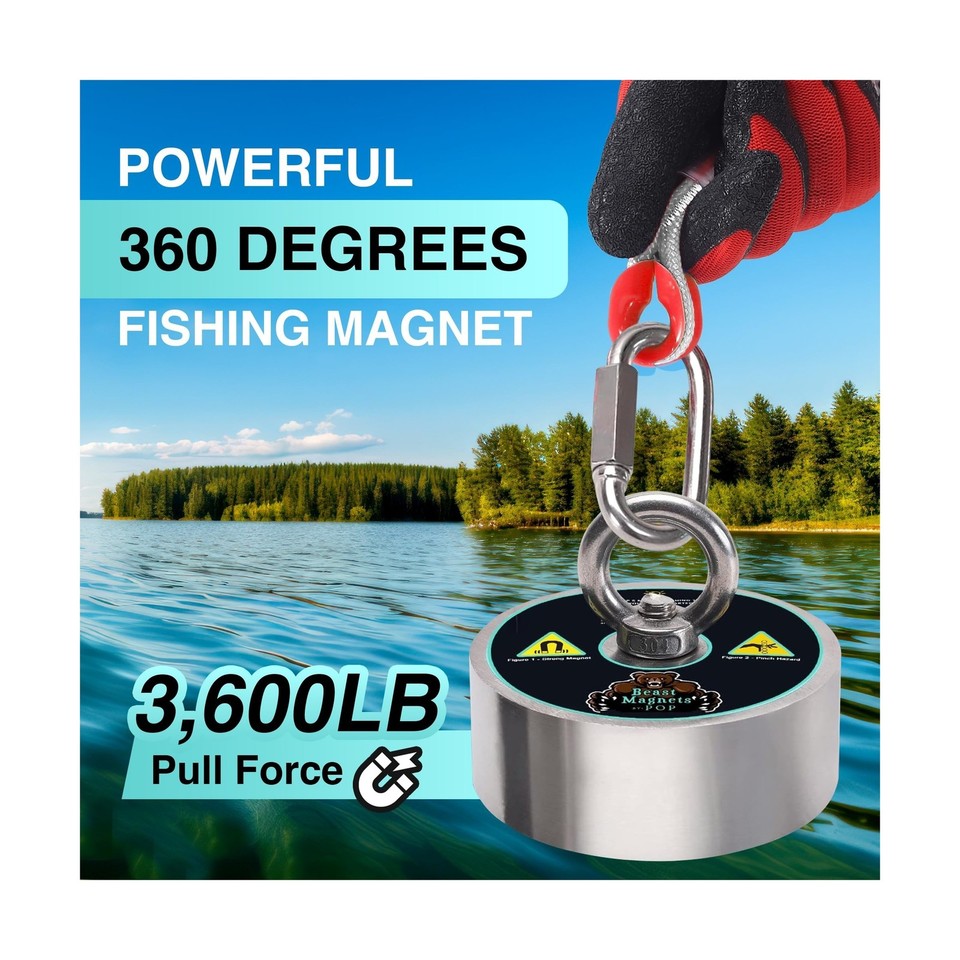 3600lb Complete 360 Degree Magnet Fishing Kit | Includes Strong 360 ...