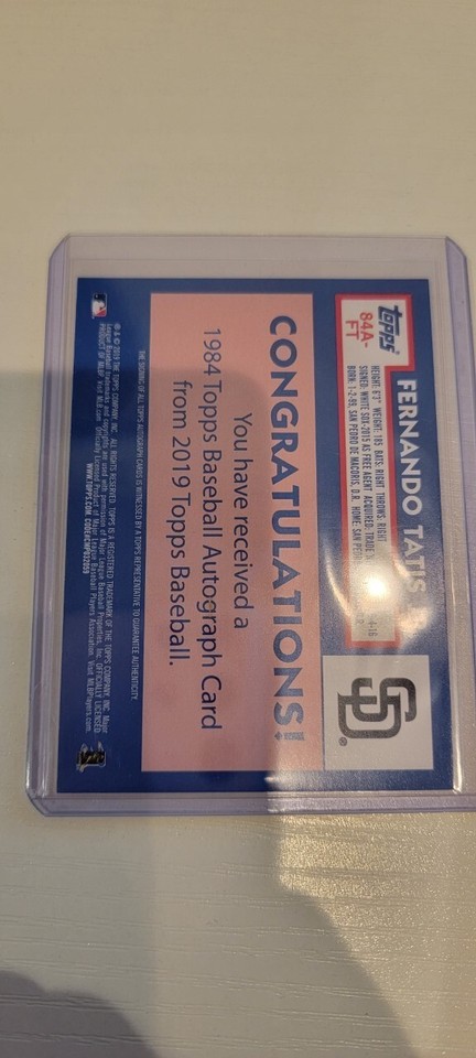 2019 Topps Fernando Tatis Jr. 35th Anniversary 1984 Design Autograph RC ...