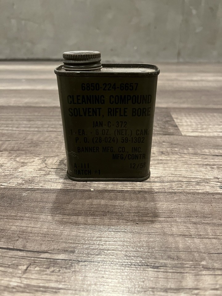 Vintage Military Cleaning Compound Solvent, Rifle Bore Can | eBay