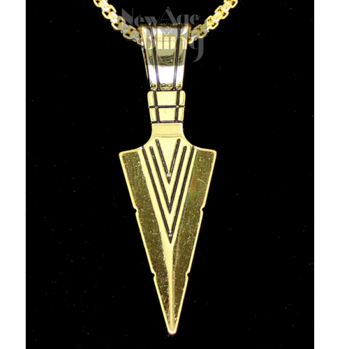 Arrow Head Pendant Necklace 18k Gold Plated Men Women 24" Round Box ...