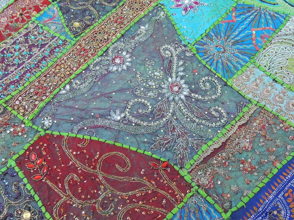 Sari Bedding - Green Beautiful Luxury Embellished Indian Duvet Pillows ...