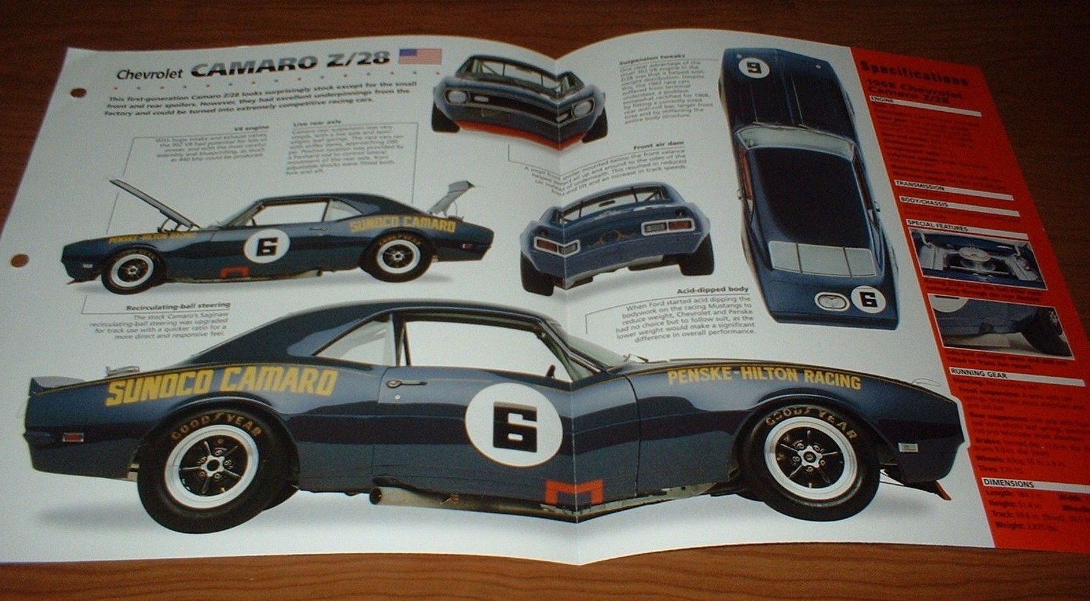 1968 Chevy Camaro Z/28 Original Imp Brochure 68 Roger Penske Racing 67 ...