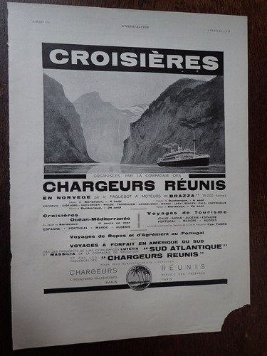 CHARGEURS REUNIS en NORVEGE sur le BRAZZA + FRIGECO par LEMMEL ILLUSTRATION 1930 | eBay