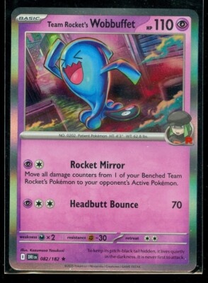 Pokemon TEAM ROCKET'S WOBBUFFET 082/182 - Destined Rivals - RARE HOLO ...