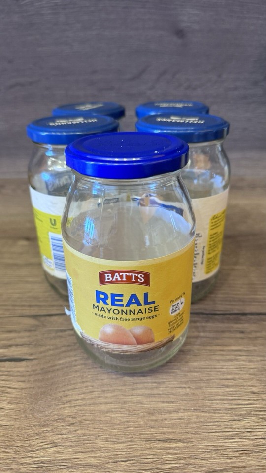 Empty Mayo Jars With Lids Glass 4 Hellmann & 1 Batts | eBay UK