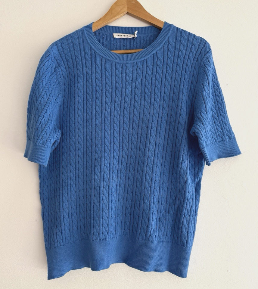 SPORTSCRAFT Sz M Blue 100% Cotton Cable Knit Top | eBay Australia