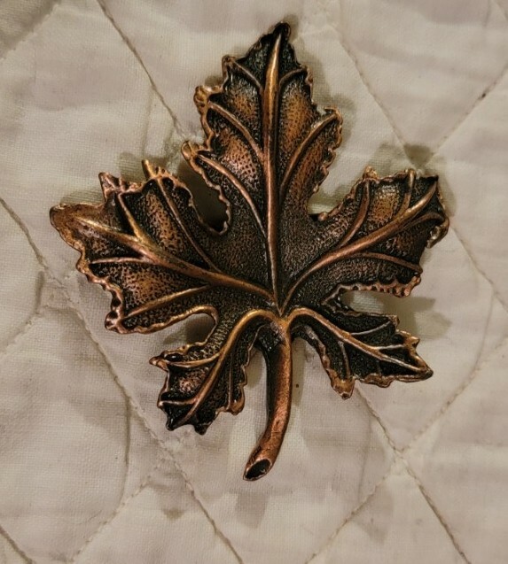 Vintage Gorgeous Detailed Copper Maple? Leaf Pin Broo… - Gem