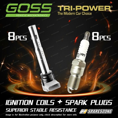 8 GOSS Ignition Coils + 8 Tri-Power Spark Plugs for Audi A8 4E 4H Q7 R8 ...