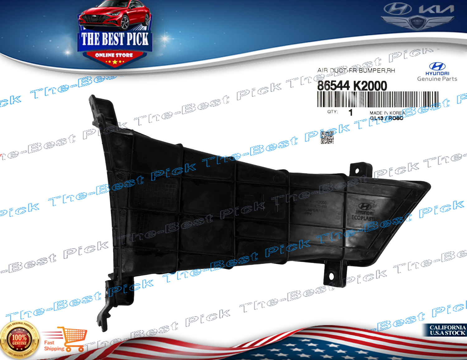 ⭐GENUINE⭐ FRONT Bumper Duct Air Curtain RIGHT 2020-2024 Hyundai Venue ...