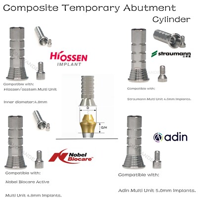 Dental Hiossen/Nobel/Adin Temporary Cylinder Ti fits Multi-unit ...