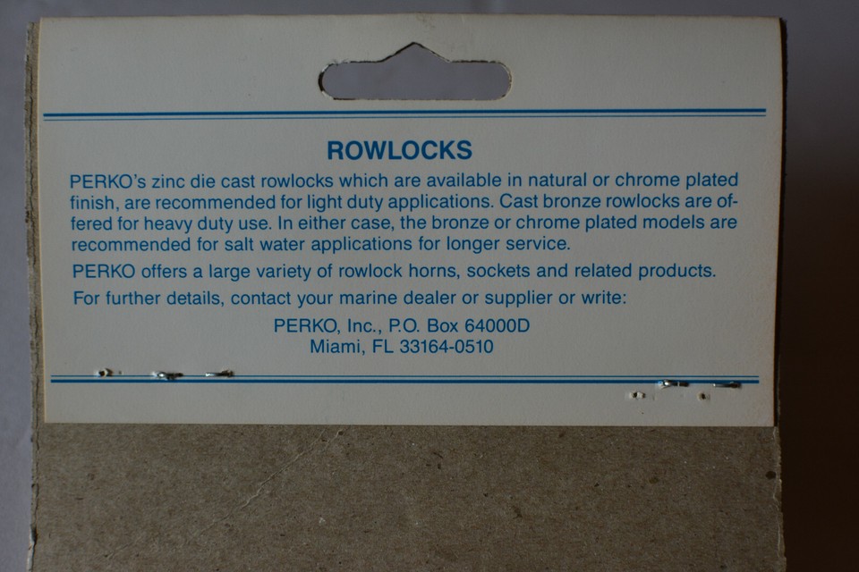 Perko Pair of 1187-DP-ZNC Zinc Side Mount Rowlock Sockets | eBay
