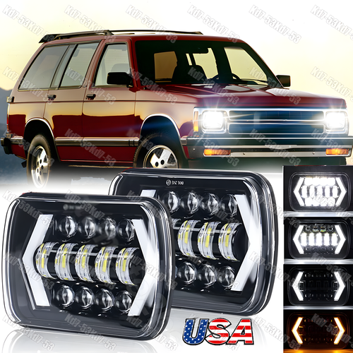 Fit 82-93 Chevy S10 Blazer GMC S15 7X6" 5X7" Sealed Halo DRL LED ...