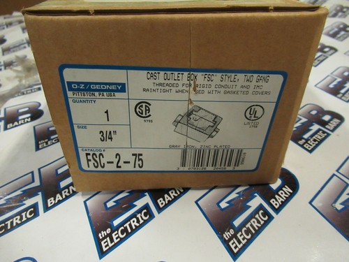 OZ Gedney FSC-2-75, 3/4", 2 Gang, FSC Malleable Cast Outlet Box - NEW-B ...