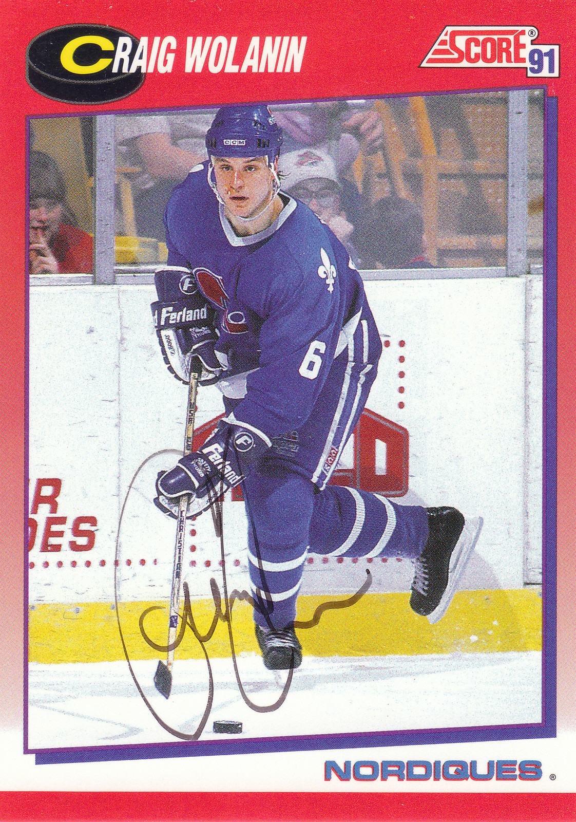 CRAIG WOLANIN NORDIQUES AUTOGRAPH AUTO 91-92 SCORE #74 *25875 | eBay