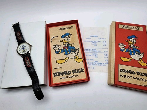 Disney Donald Duck Watch Leather Band Rare 60th Birthday Lim Ed ...