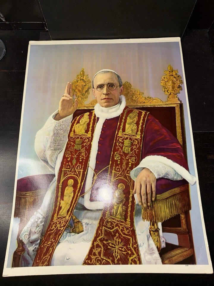 Antique Art Deco Era 1939 Religious Lithograph Print Pope Pius Xii ...