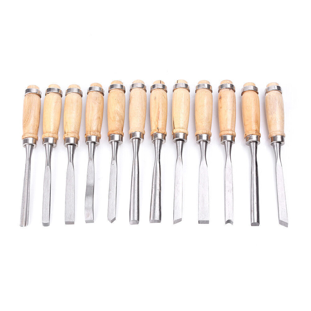 12PCS Wood Carving Hand Chisel Set Woodworking Professional Lathe ...