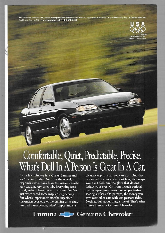 1996 Chevy Lumina Sedan & National Geographic Magazine Print Ads | eBay