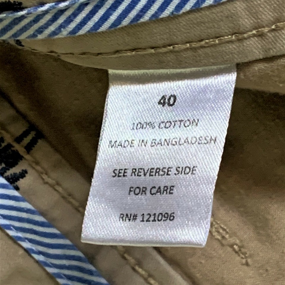 Crown & Ivy Mens Embroidered Palm Trees Shorts Size 40 Flat Front Khaki ...