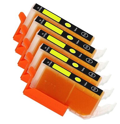 5PK YELLOW Printer Ink for Canon CLI-221 221Y MP620 MP640 MX860 MX870 ...